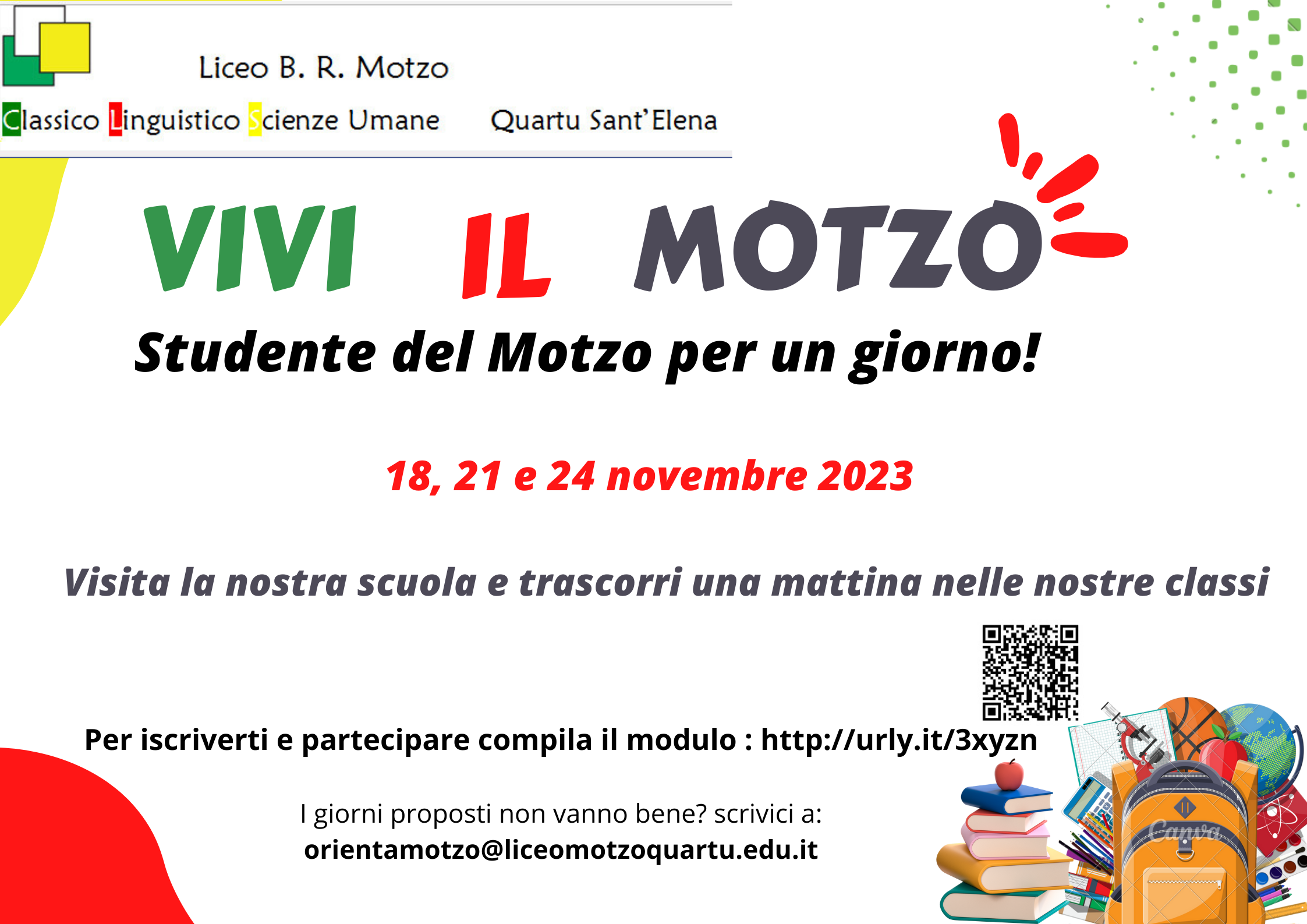 Avvio attività “Vivi il Motzo, studente del Motzo per un giorno ...